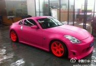 A very pink Nissan 350Z from China