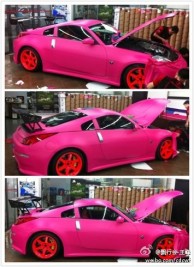 A very pink Nissan 350Z from China