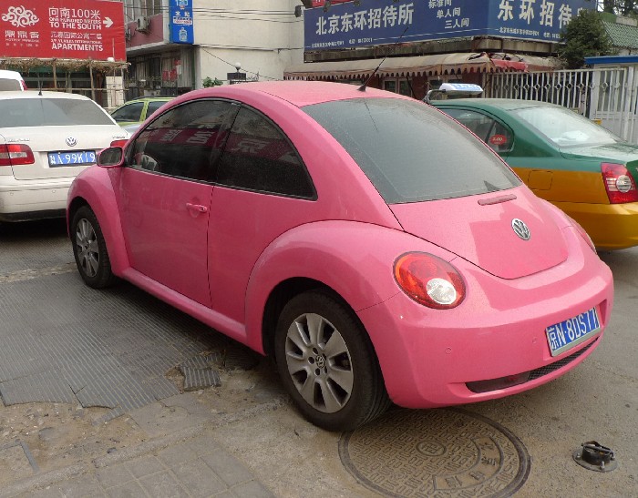 A very Pink Volkswagen New Beetle in China