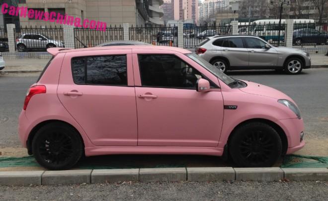 Suzuki Swift is matte Pink in China - CarNewsChina.com