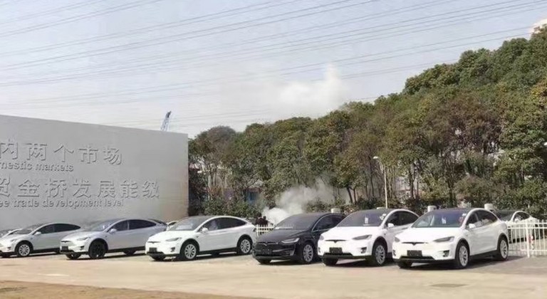 Two Tesla Model S On Fire At Super Charger Station In Shanghai, China