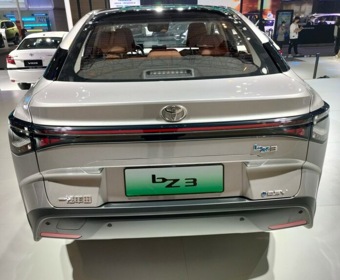 Toyota bZ3 Electric Sedan On The 2022 Tianjin Auto Show In China