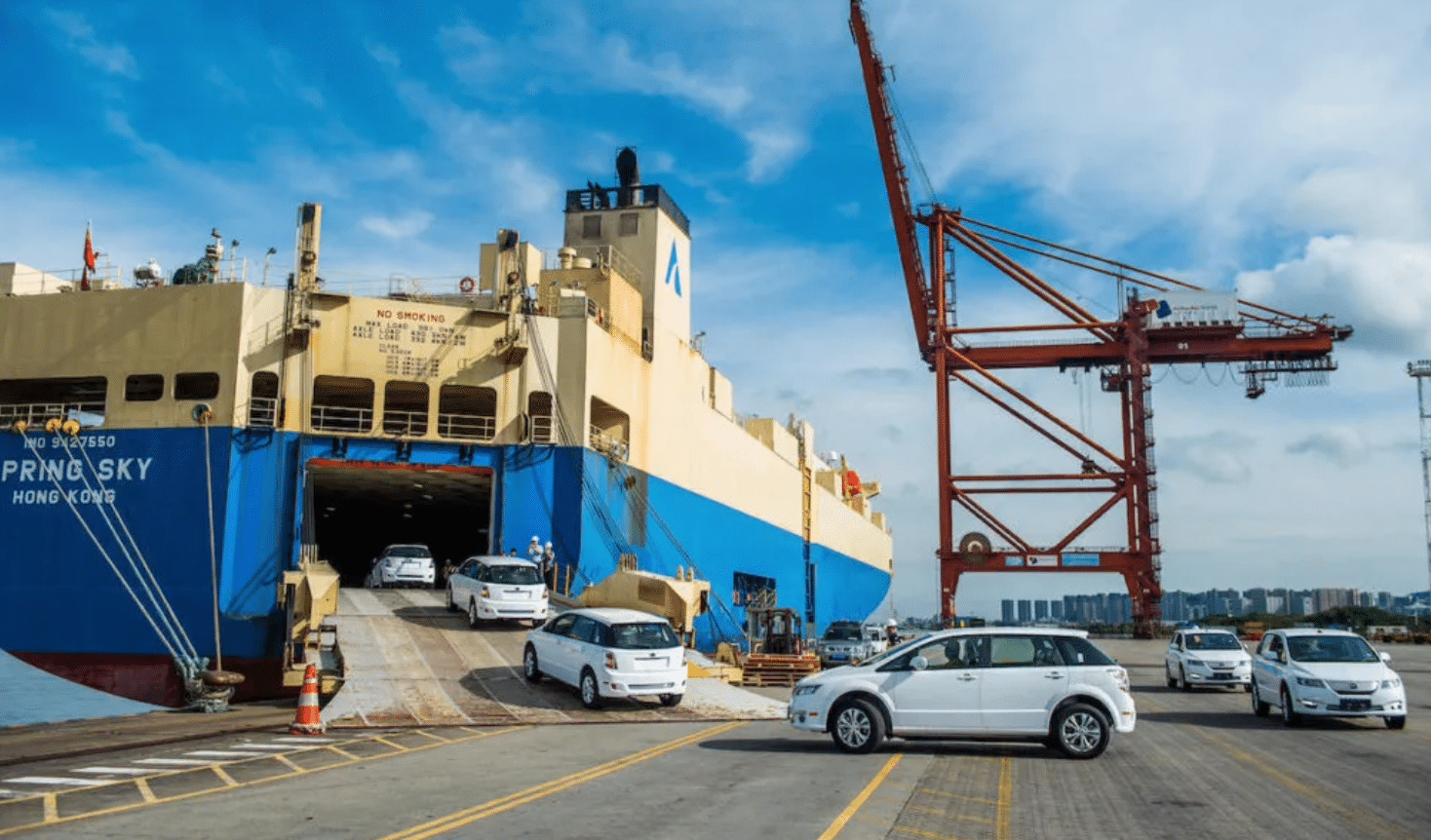 SAIC Motor first deep sea car carrier launched in Shanghai shipyard
