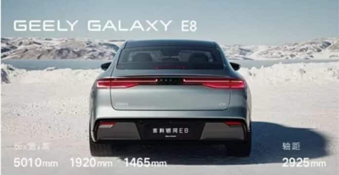Geely Galaxy E8 electric sedan official images exposed in China