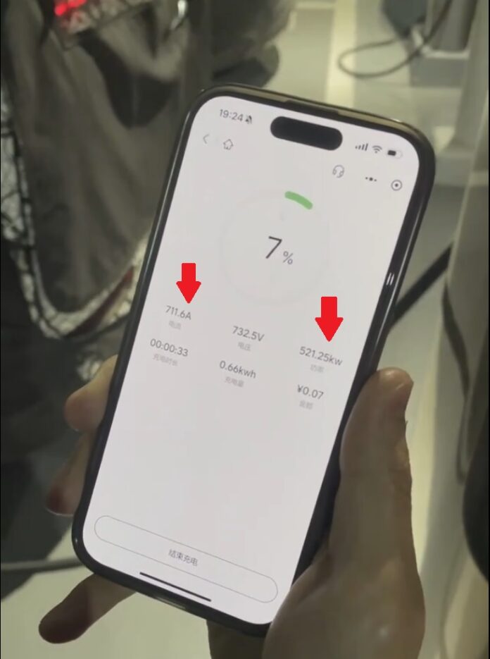 Li Mega showed a 552 kW peak charging capacity
