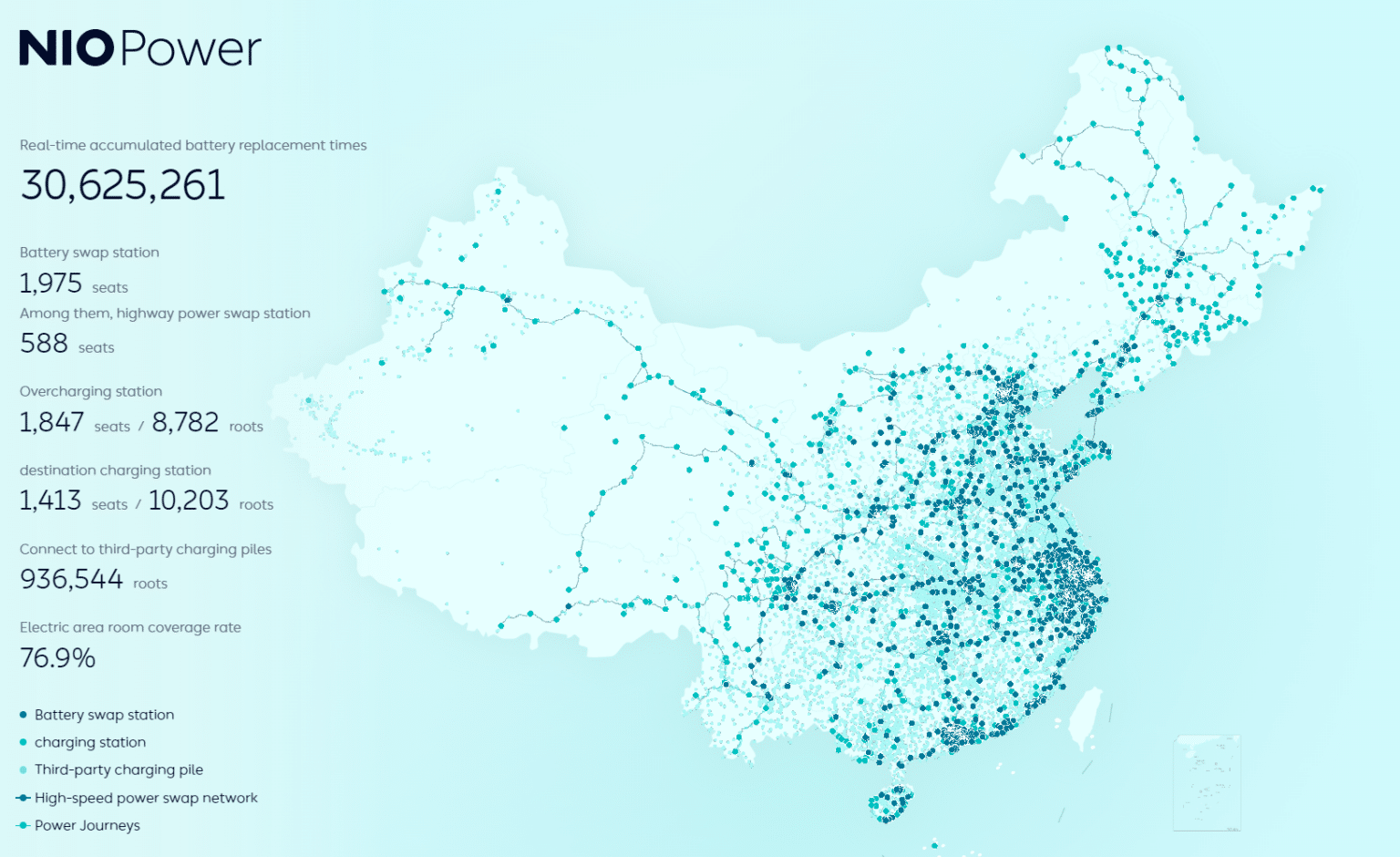 Nio built 2,000 battery swap stations globally