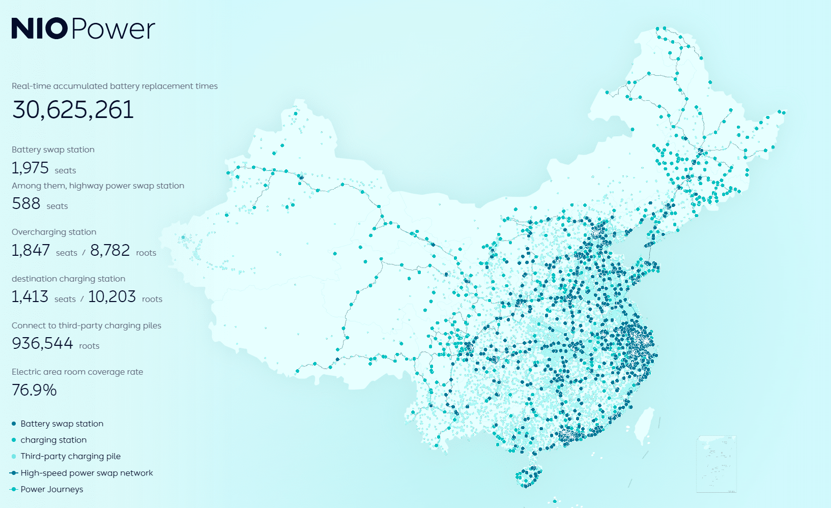 Nio built 2,000 battery swap stations globally