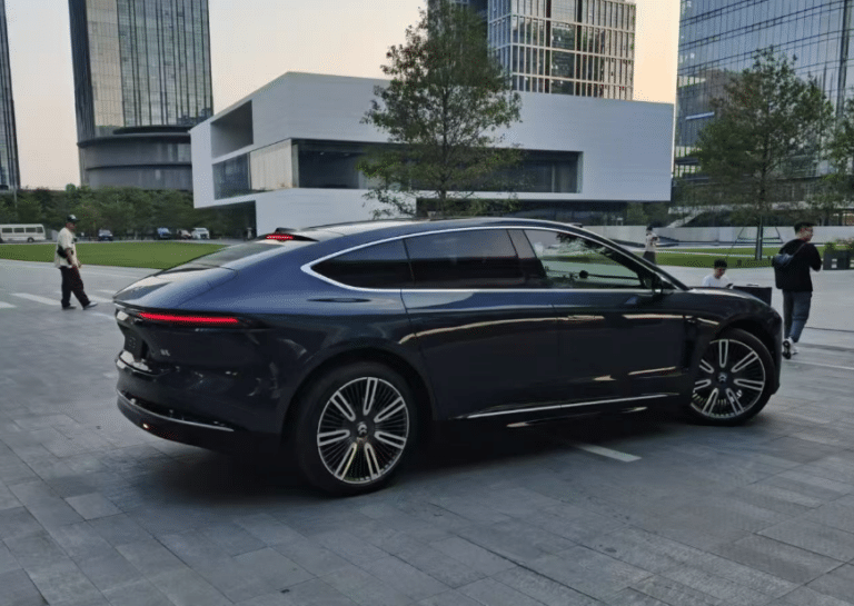 Production version Nio ET9 flagship sedan with 120 kWh battery exposed before launch